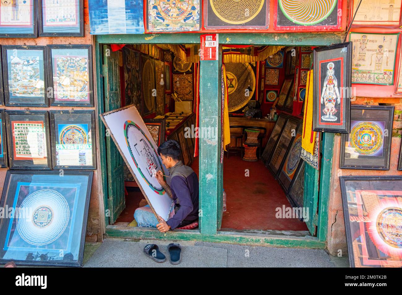 Nepal, Kathmandu valley, Changu Narayan Monastery, painter, crafts ...