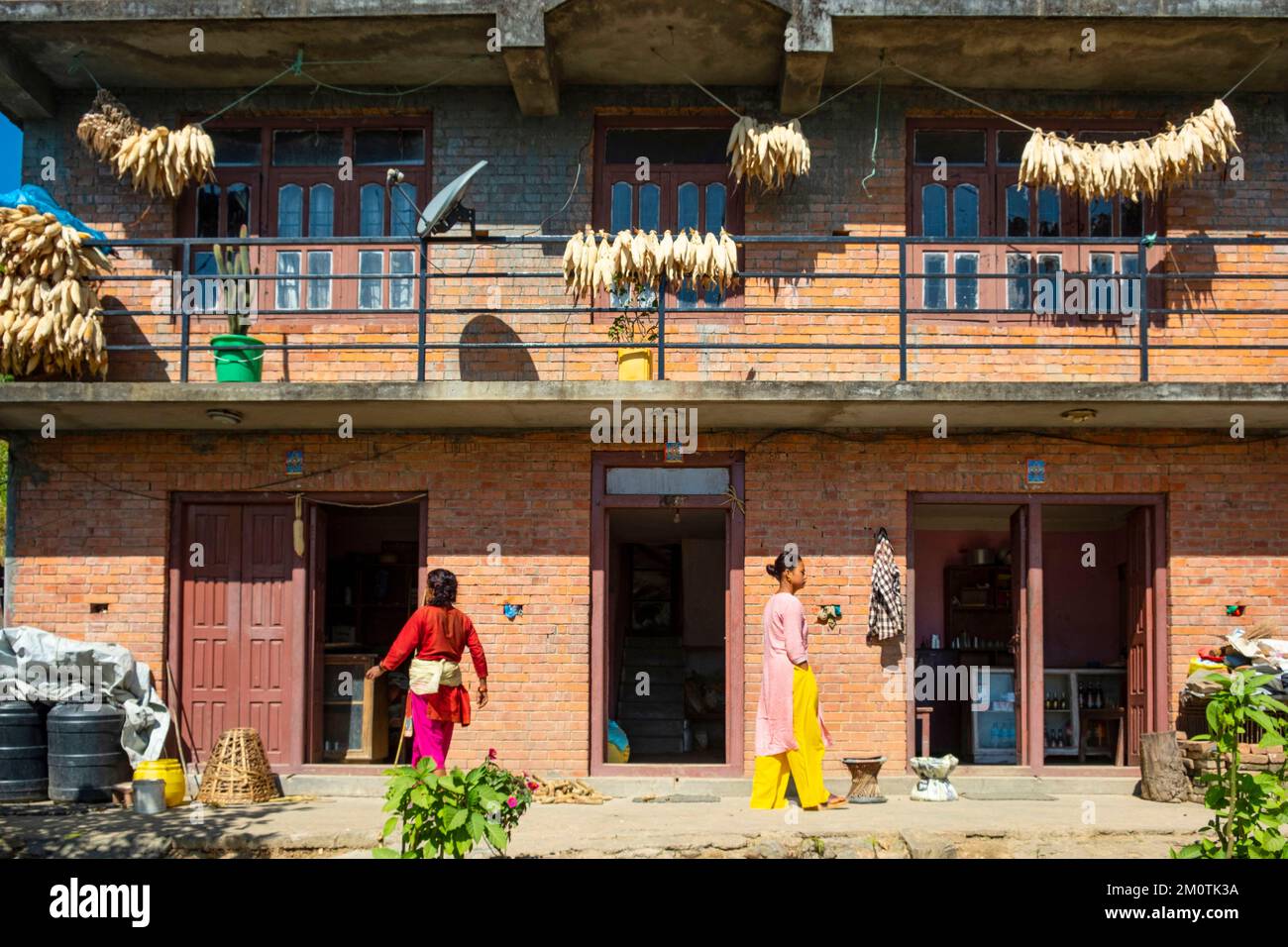 Nepal, Kathmandu valley, surroundings of Changu Narayan, dwelling house ...