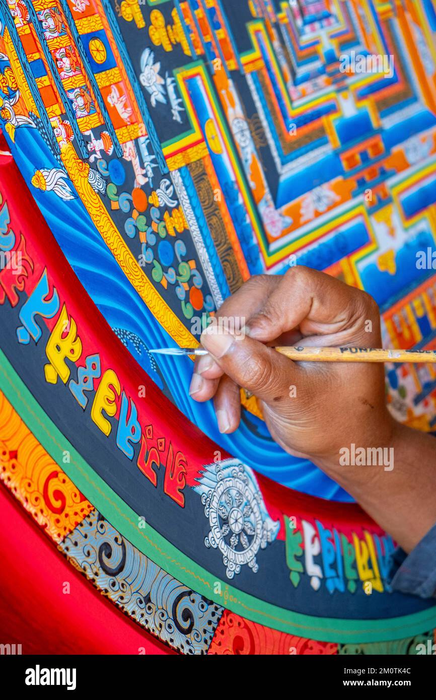 Nepal, Kathmandu valley, Changu Narayan Monastery, painter, crafts ...