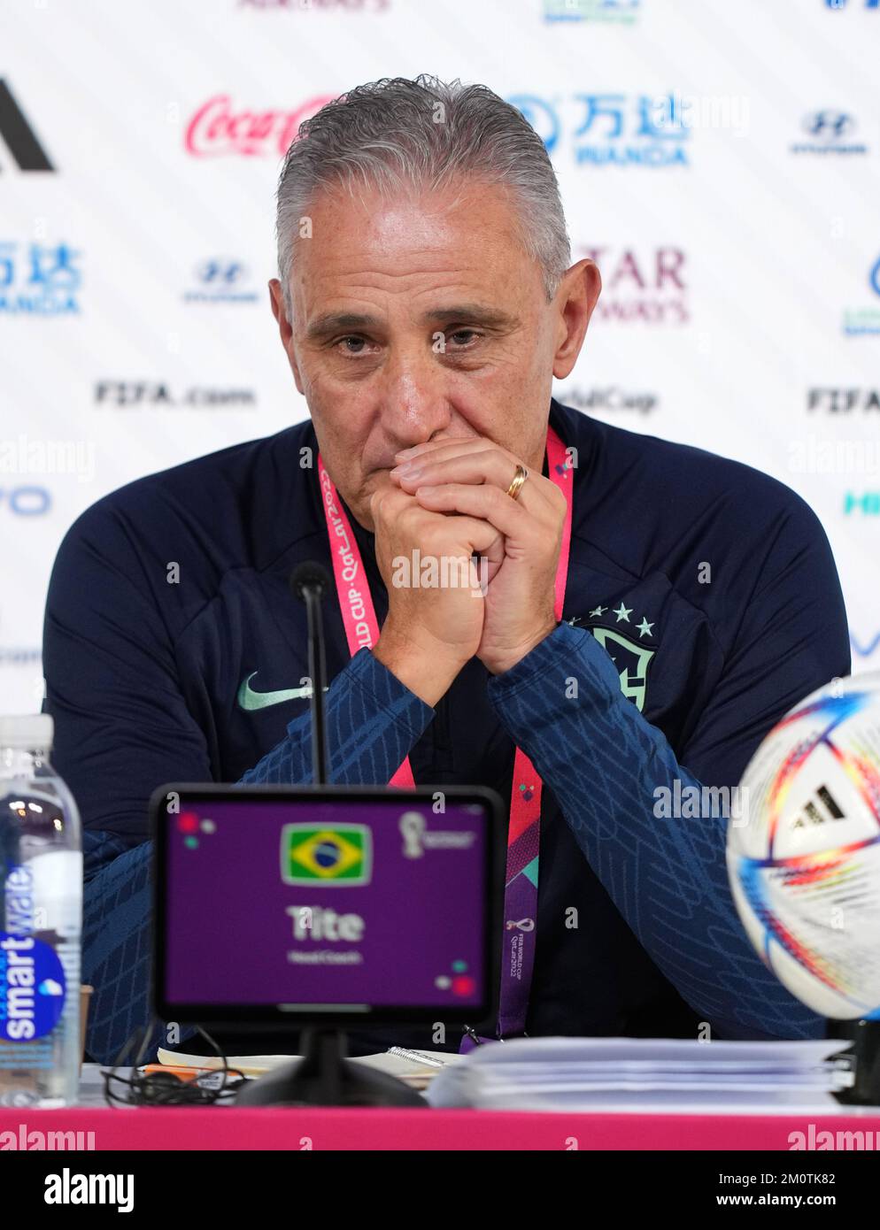 Brazil manager Tite during a press conference at the Main Media Centre ...