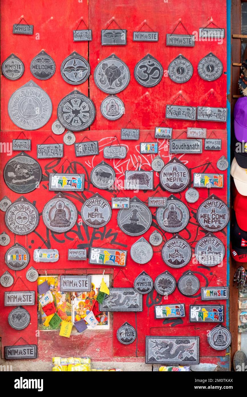 Nepal, Kathmandu, downtown, Thamel tourist district, craft and souvenir ...