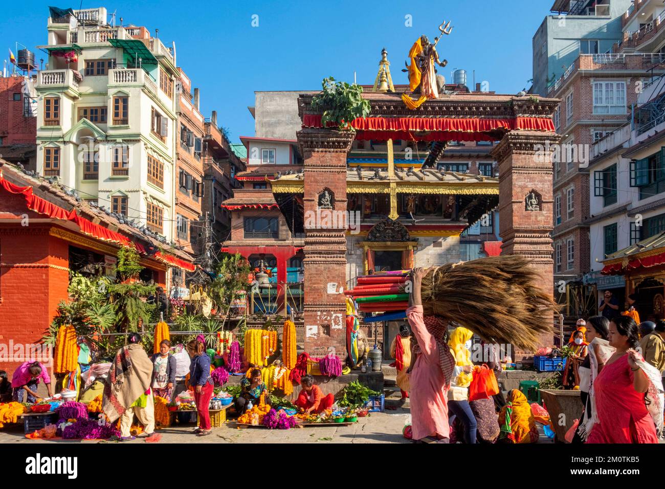 Nepal, Kathmandu, city center near Durbar Square, Hindu temple Stock ...
