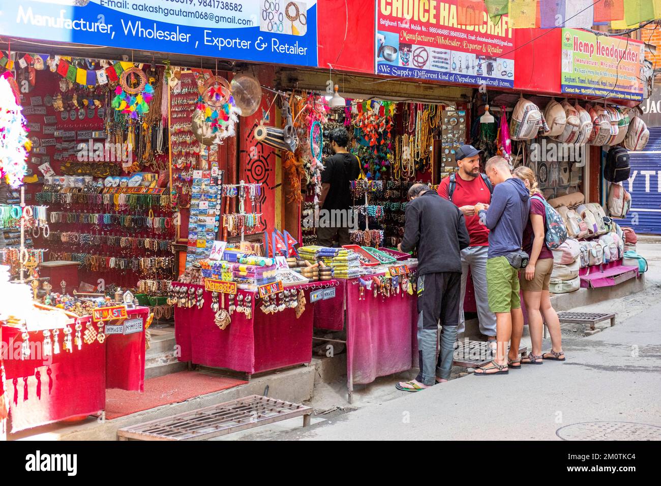 Nepal, Kathmandu, downtown, Thamel tourist district, craft and souvenir ...