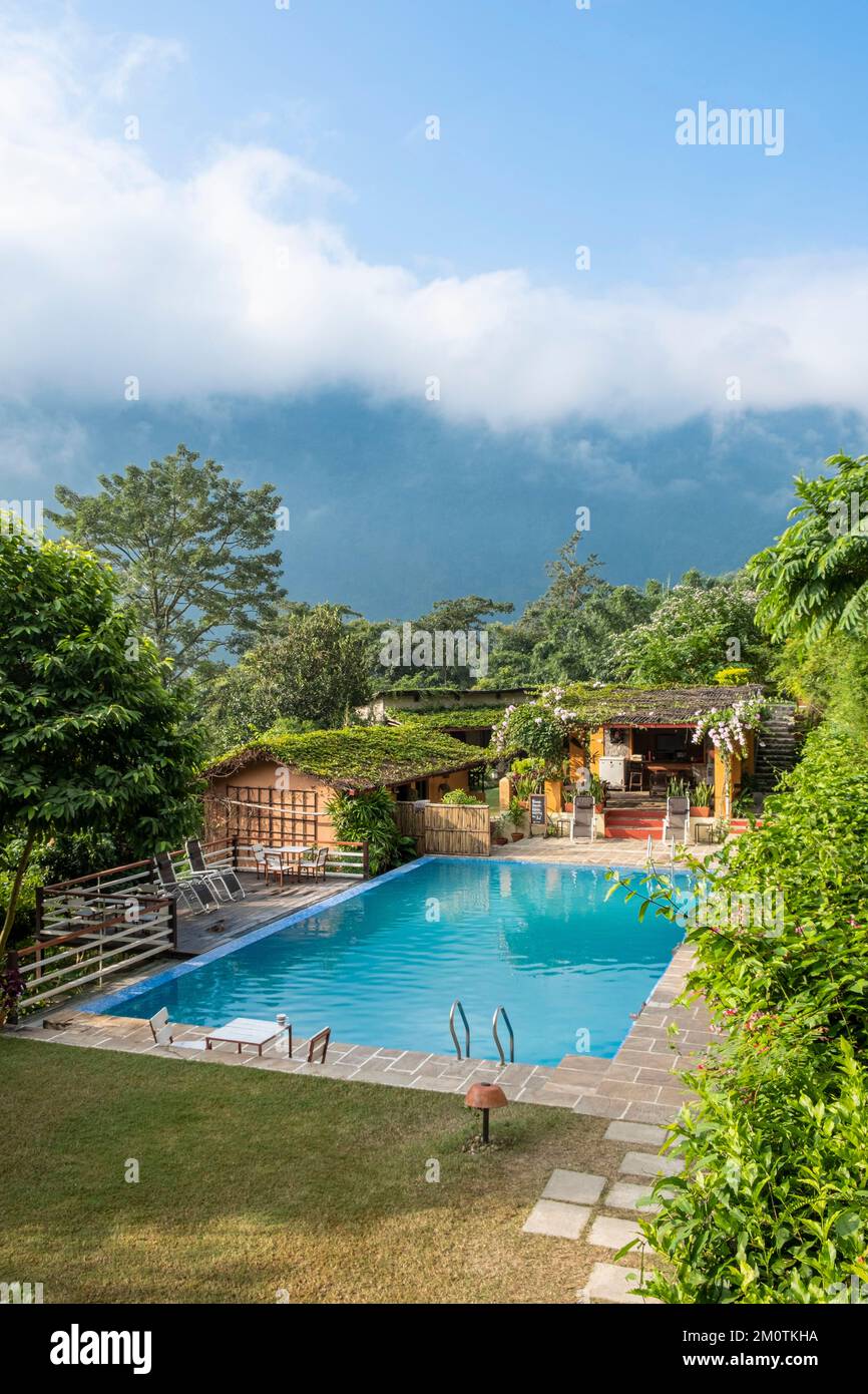 Nepal, Gandaki zone, the Summit River Lodge, the swimming pool Stock ...
