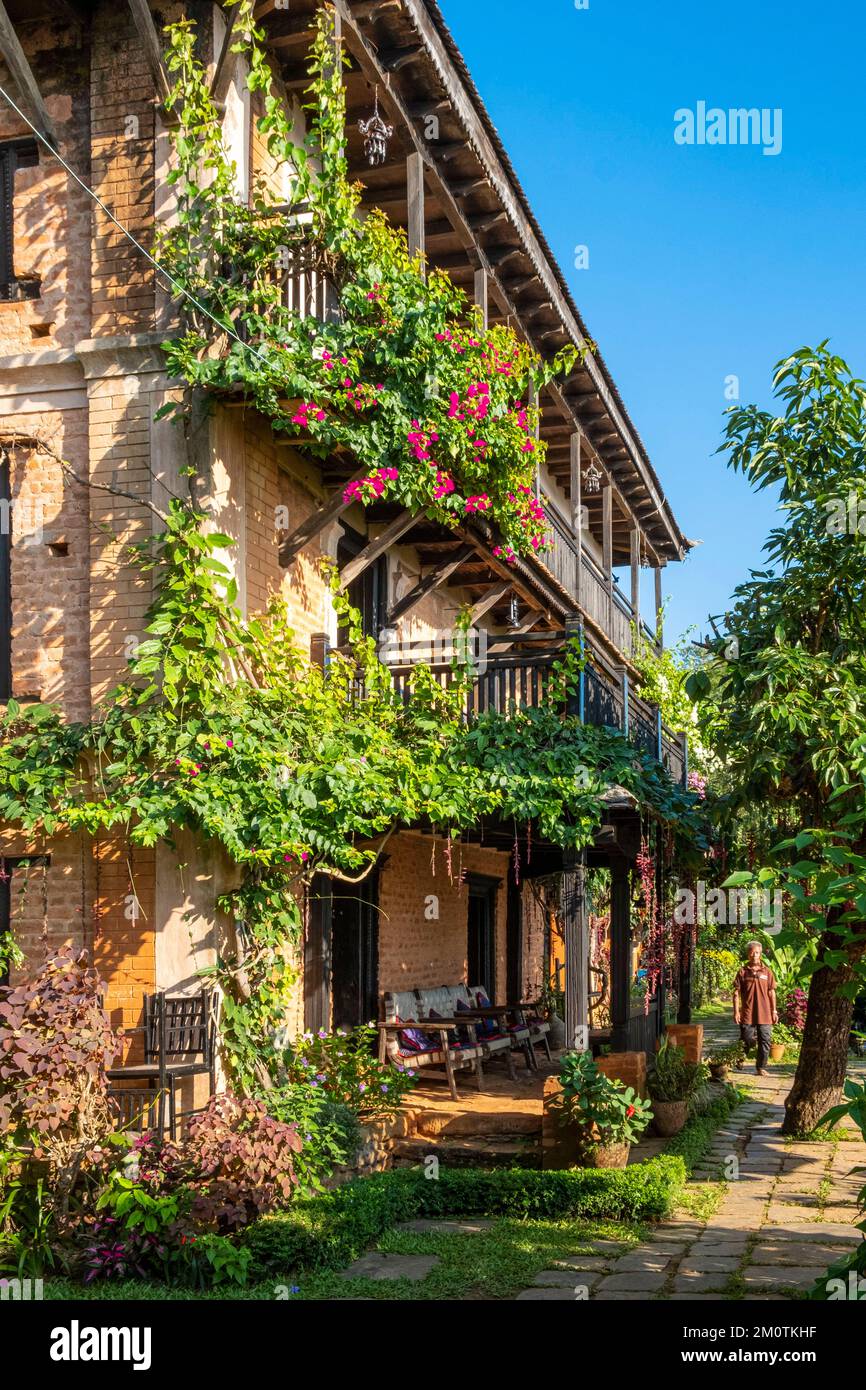 Nepal, Nuwakot, eco-friendly lodge The Famous Farm, renovated in an old ...