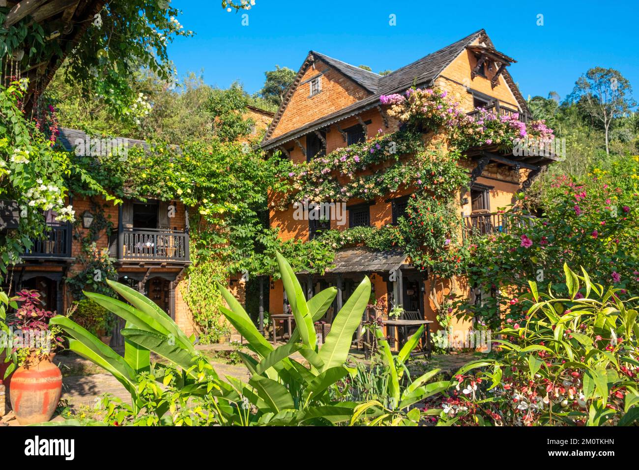 Nepal, Nuwakot, eco-friendly lodge The Famous Farm, renovated in an old ...