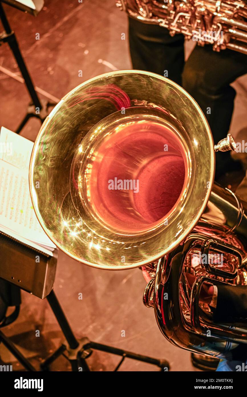 The tuba or bass playing inside an orchestra Stock Photo - Alamy