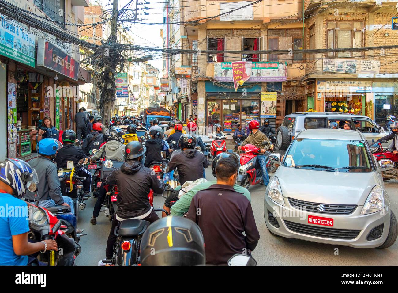 Nepal, Kathmandu, traffic in the city center Stock Photo - Alamy