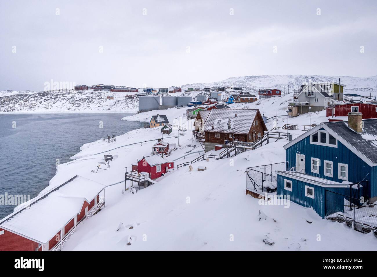 A winter view of Ilulissat town in west Greenland Stock Photo - Alamy