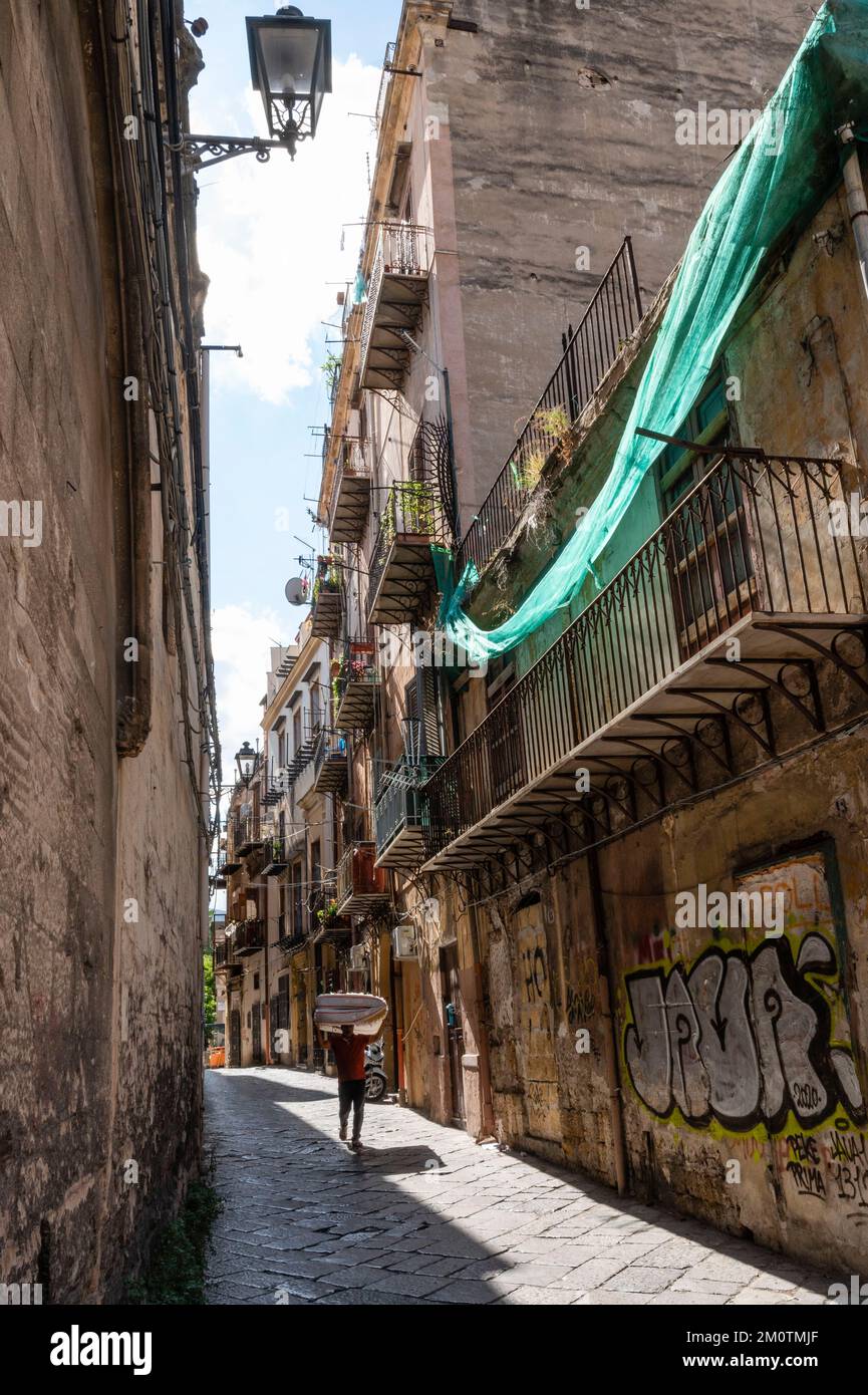 Italy, Sicily, Palermo, downtown street Stock Photo - Alamy