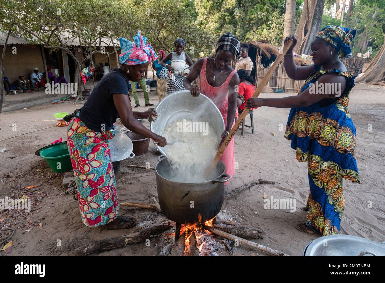 Senegal, Casamance, Ziguinchor district, Affiniam, rice cooking in the ...