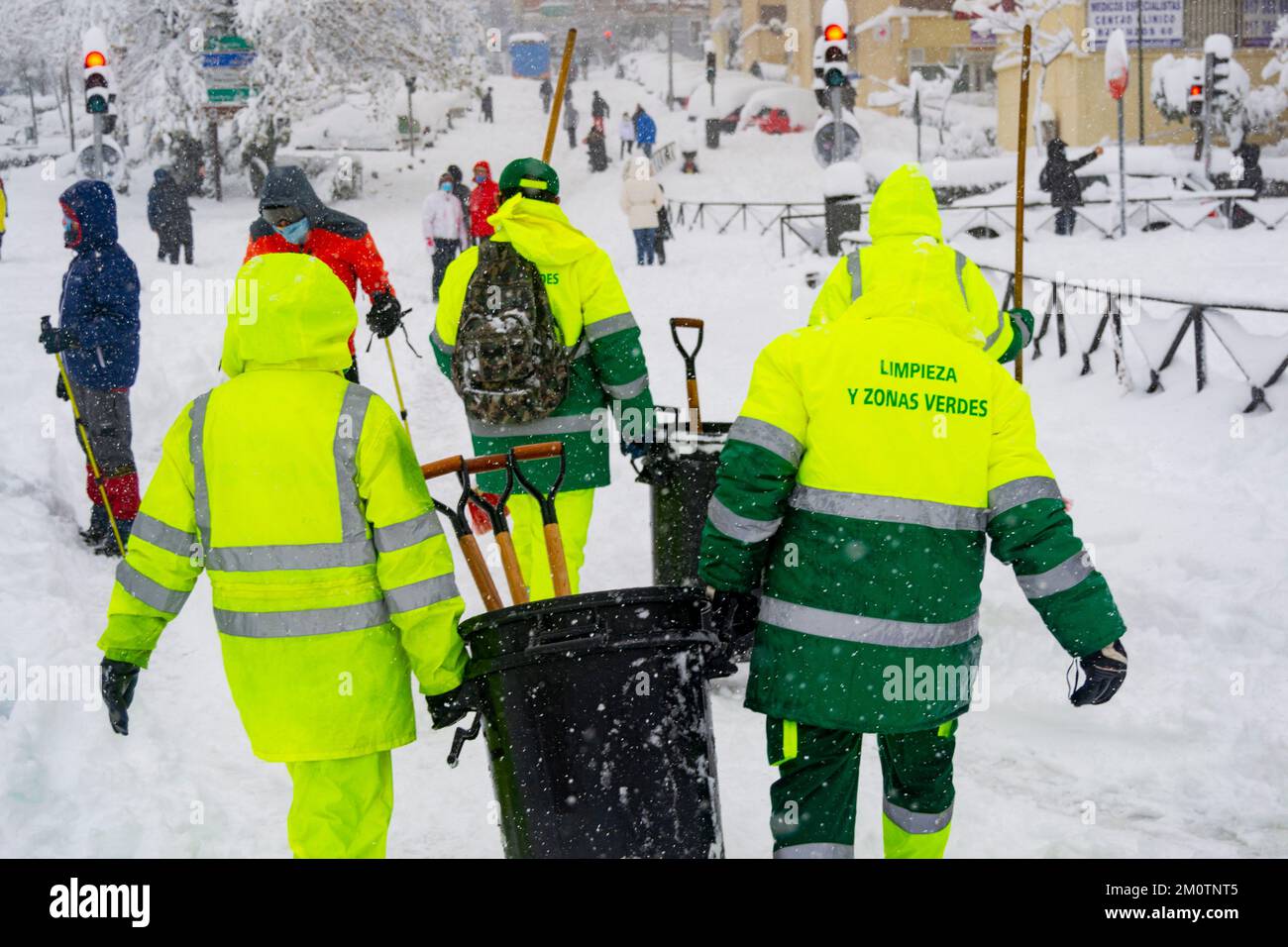 Snow. Streets covered in a white blanket of snow that covers all the ...
