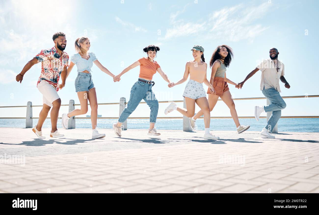 Let your inner child run free. Full length shot of a diverse group of ...