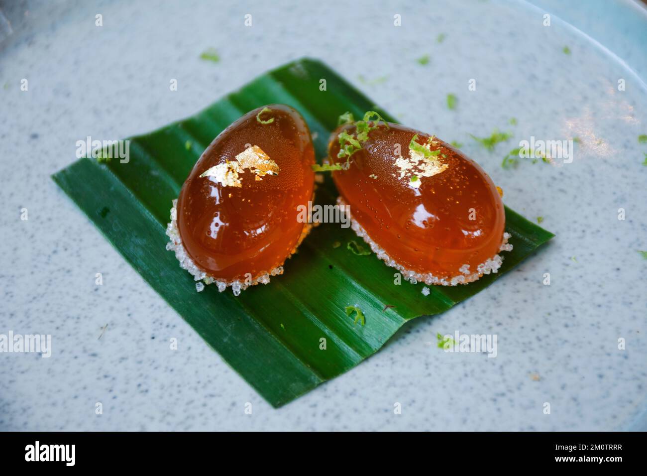 Thai chef cooking food fusion style cuisine sweet snack jelly sohm ...