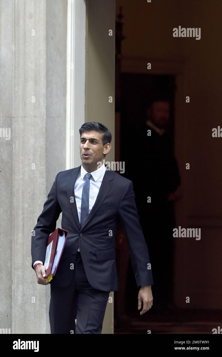 Rishi Sunak MP - British Prime Minister - leaving 10 Downing Street for prime Minister's ...