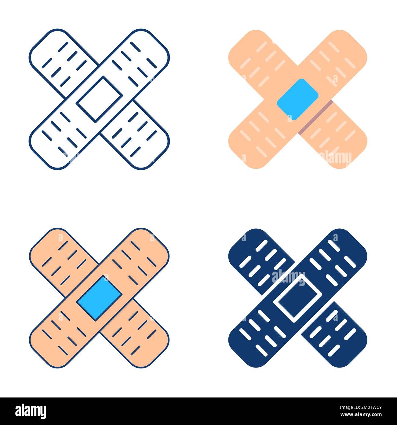 Adhesive bandage icon set in flat and line style. Medical plaster ...