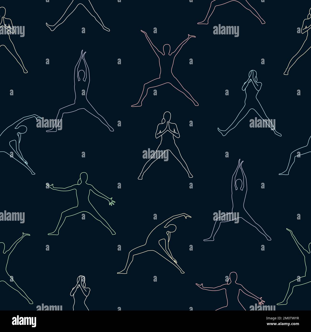 Yoga poses line art vector seamless pattern Stock Vector Image & Art ...