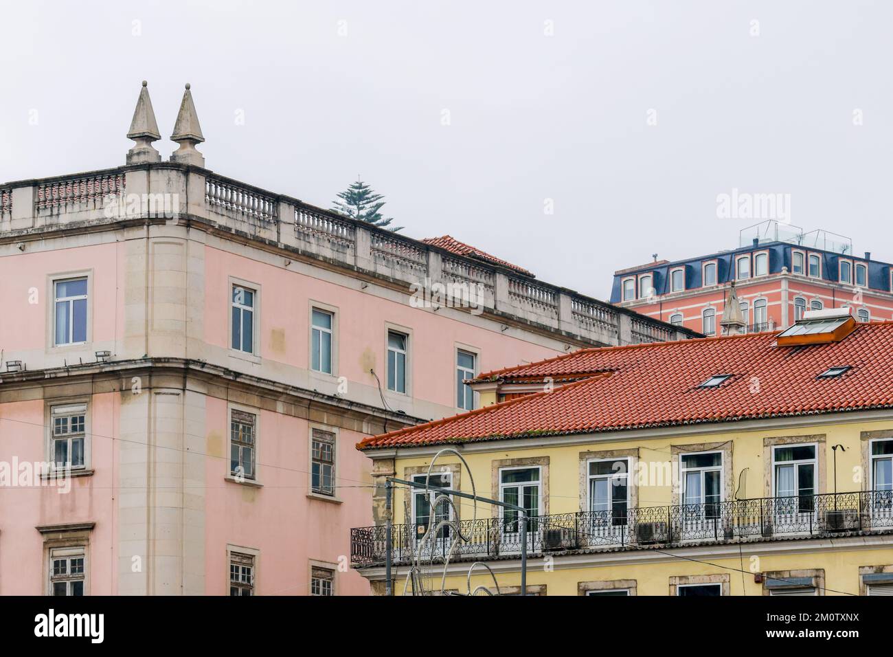 View over the historic buildings in downtown Lisbon, Portugal Stock ...