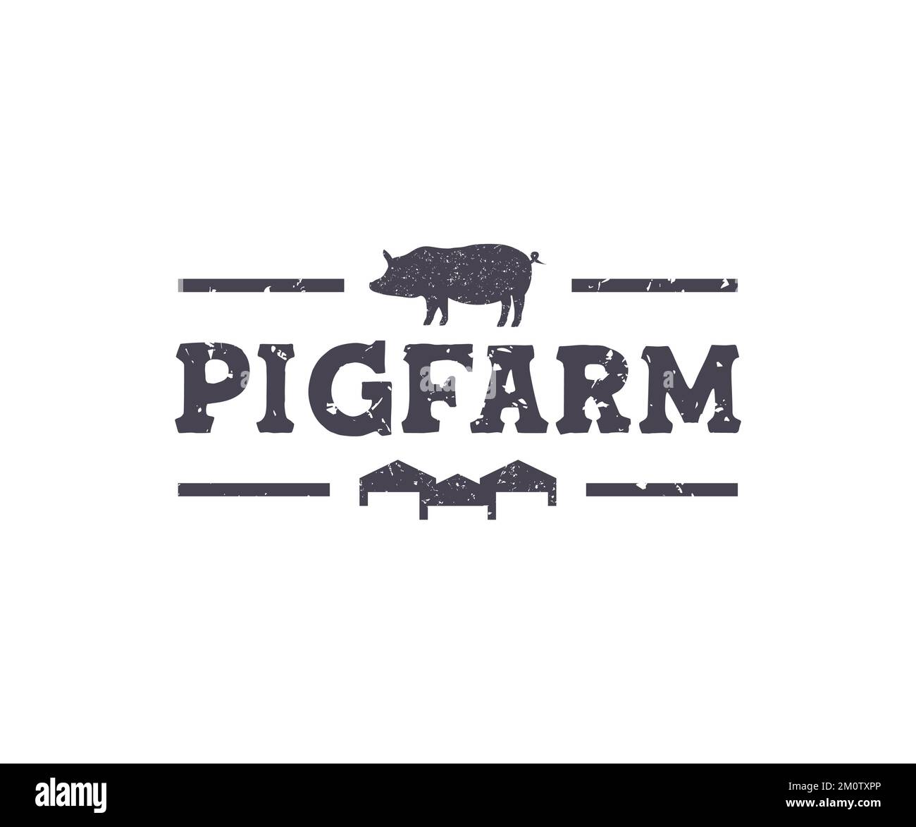 Agriculture with farm animals pigs grunge icon logo design. Design for ...