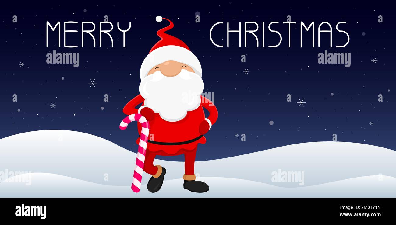 Christmas greeting card. Santa with stick candy. Vector illustration ...