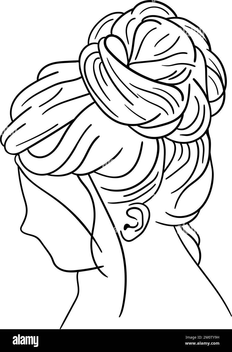 Young Woman Bun Black Background Stock Vector Images Alamy