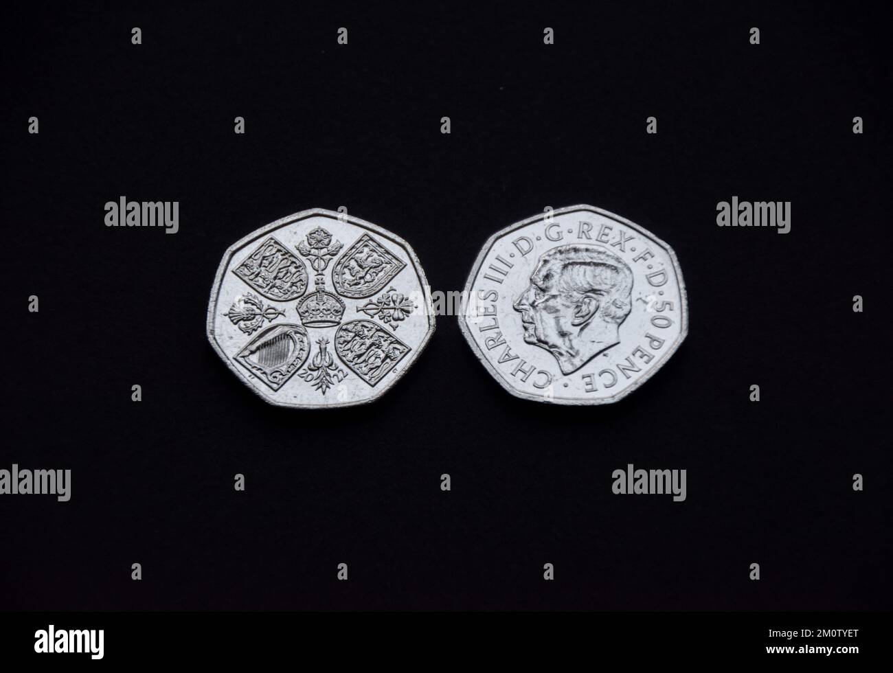 London, England, UK. 8th Dec, 2022. The new 50p coin, with a portrait ...