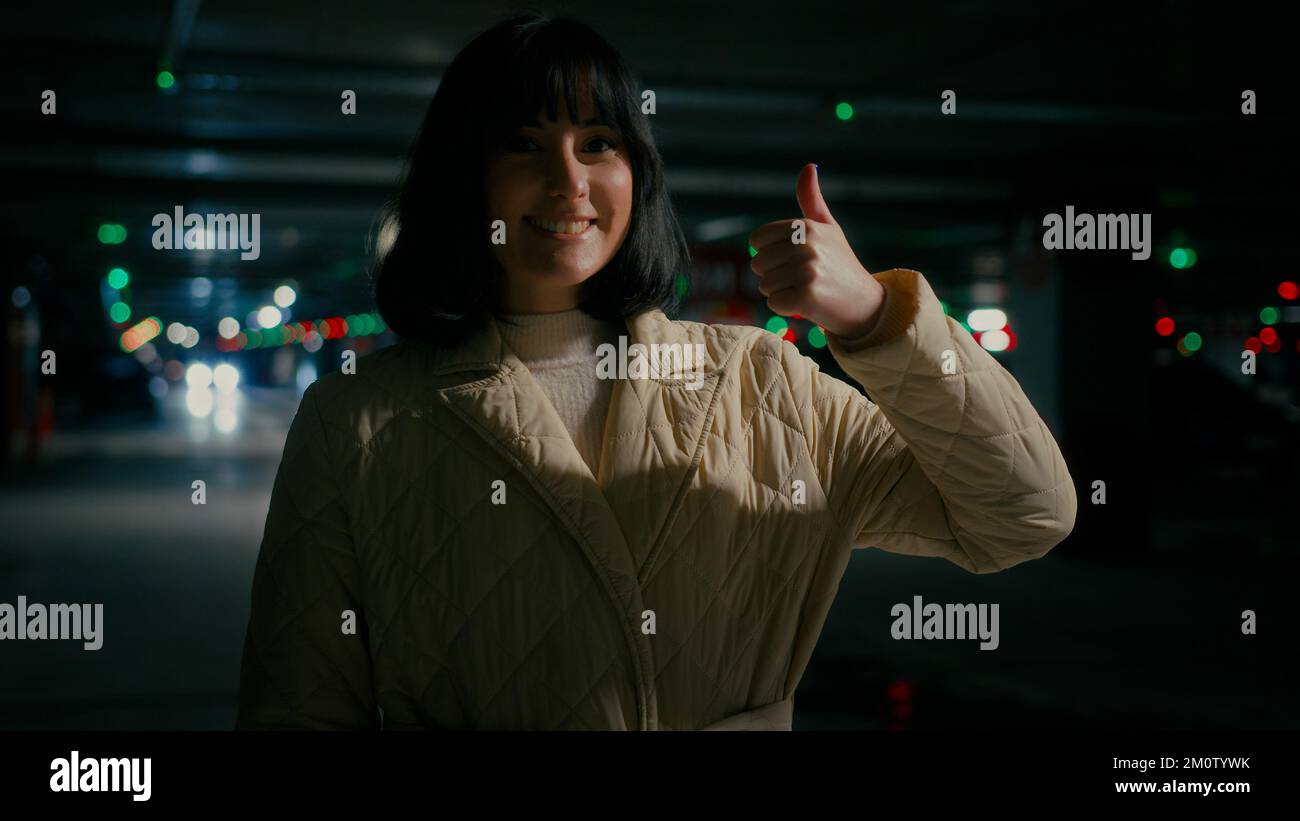 Happy smiling woman girl female showing thumb up businesswoman like ...