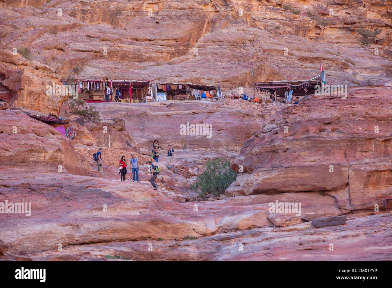 Petra, Jordan - November 3, 2022: People on the road to Monastery, Ad ...