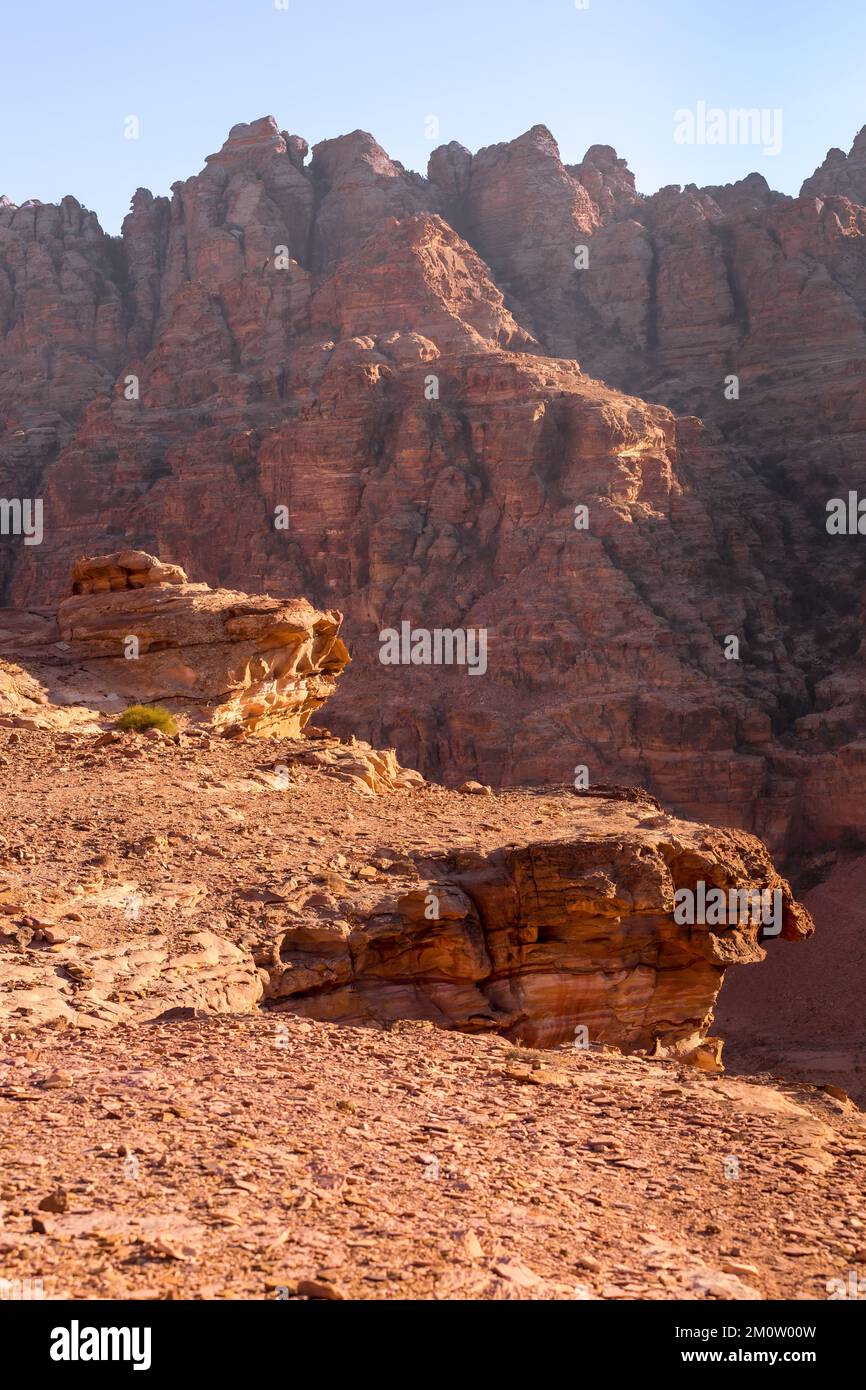 Sandstone canyon, rocks formations in Petra, Jordan, UNESCO World ...