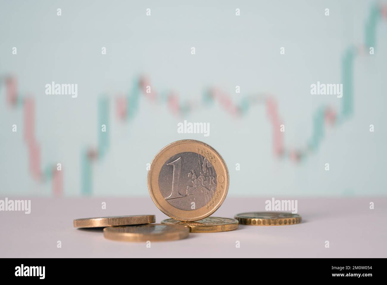 Euro stock market chart on black background. Growth of global currency ...