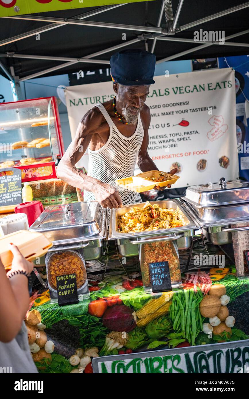 Potabello road food stall in the summer in London Stock Photo - Alamy