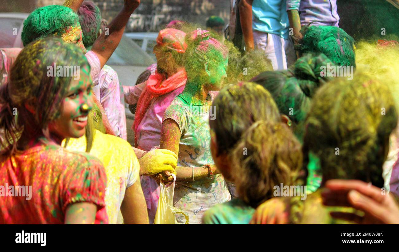 Delhi, India - Devotees dancing to bid adieu to Lord Ganesha in Delhi ...