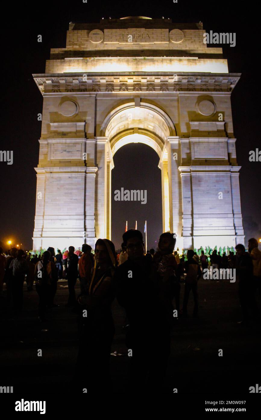 Delhi - India - Evening view of tourist on historical place India Gate ...