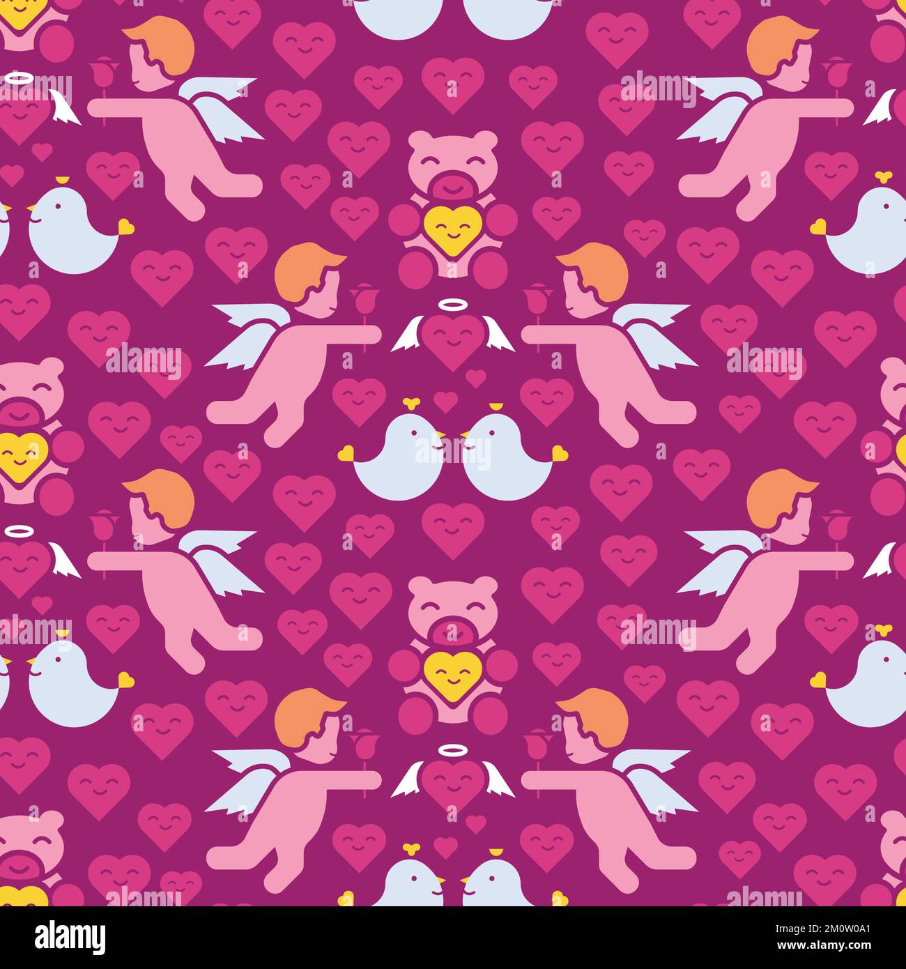 pink valentines day vector repeat pattern background design Stock ...