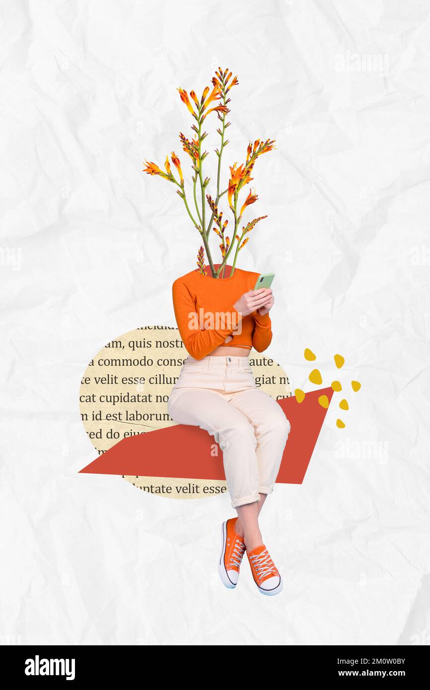 Creative photo 3d collage poster postcard of popular blogger without ...
