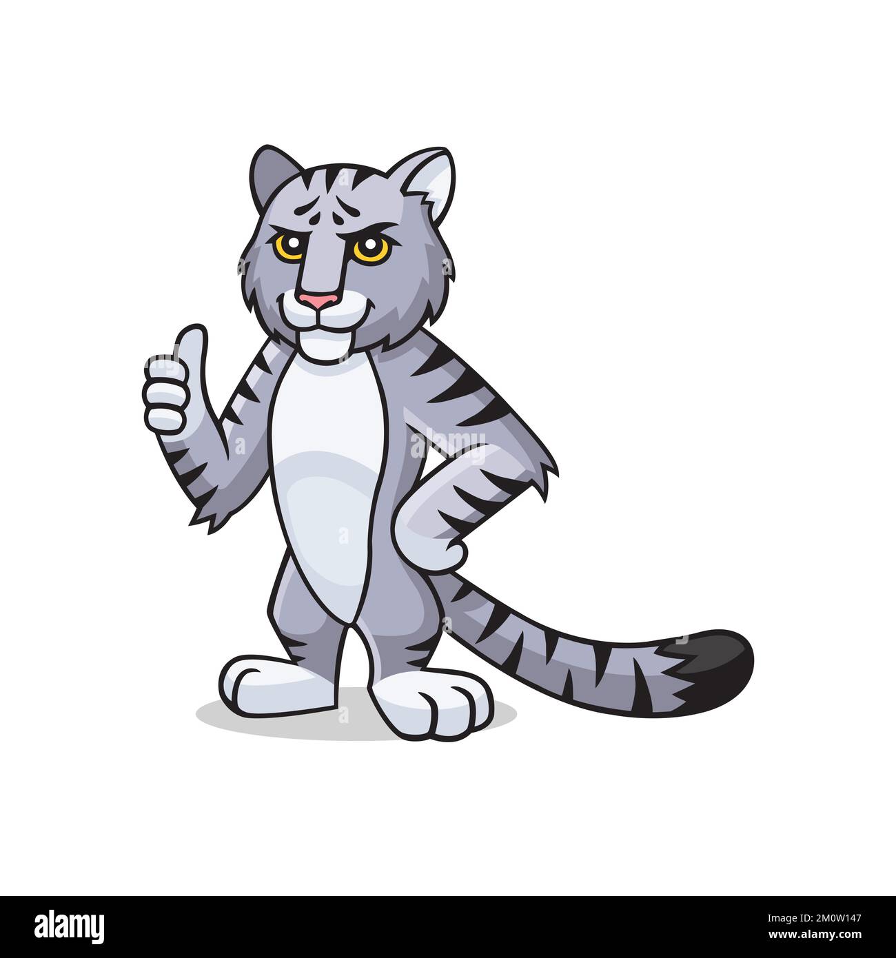 Cat character is showing thumb up. Vector cartoon comic doodle ...