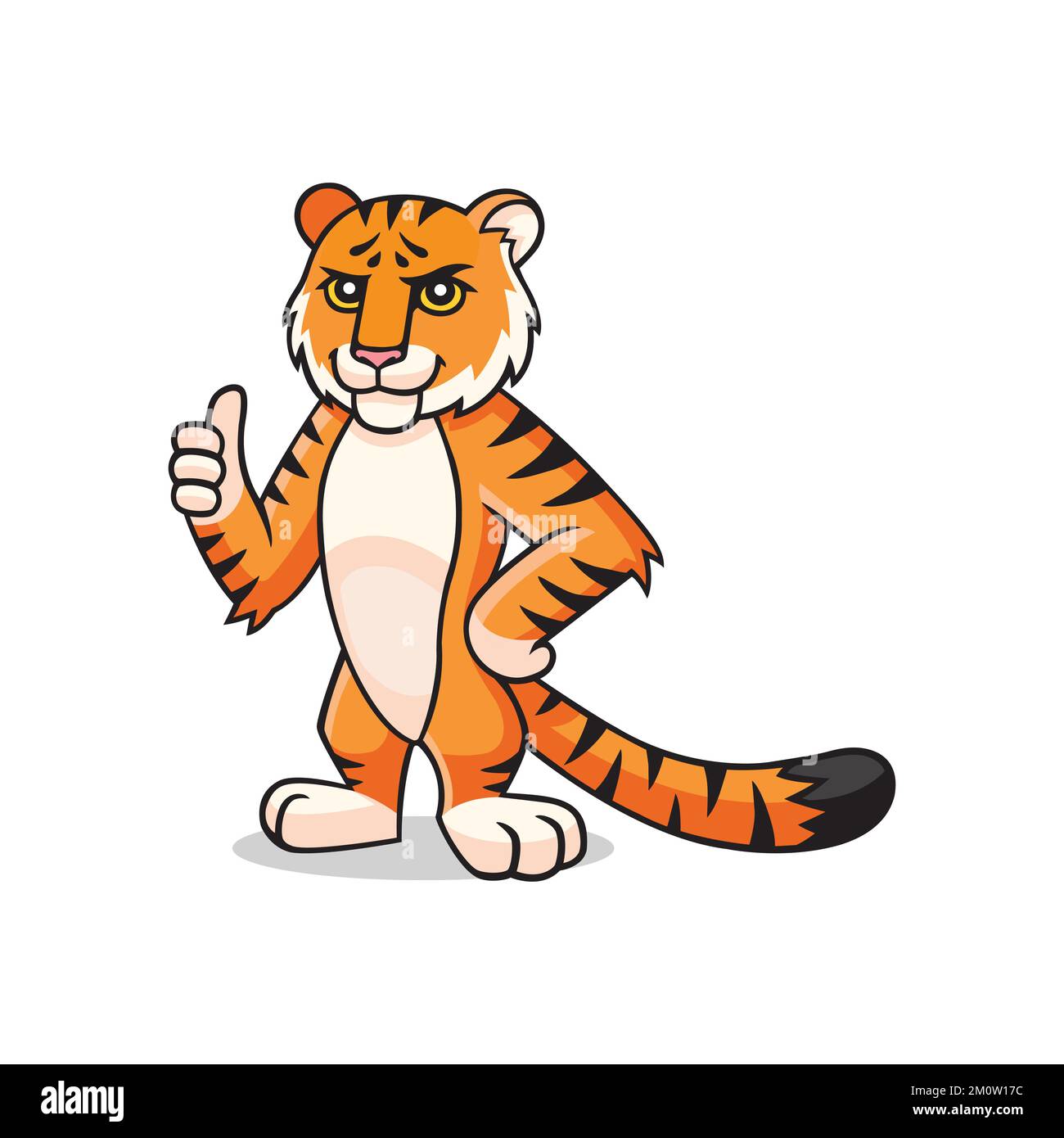 Tiger character is showing thumb up. Vector cartoon comic doodle illustration, mascot, character ...