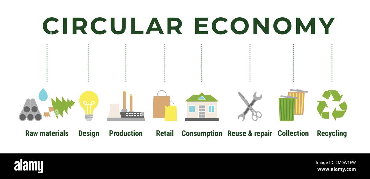 Circular economy infographic. Sustainable business model. Icon banner ...