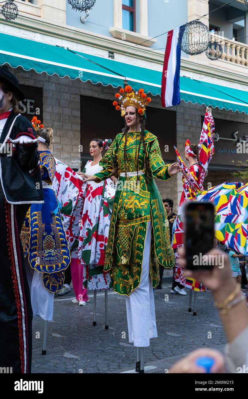 Roaming parade at Medina Centrale, The Pearl District Doha, Qatar Stock ...