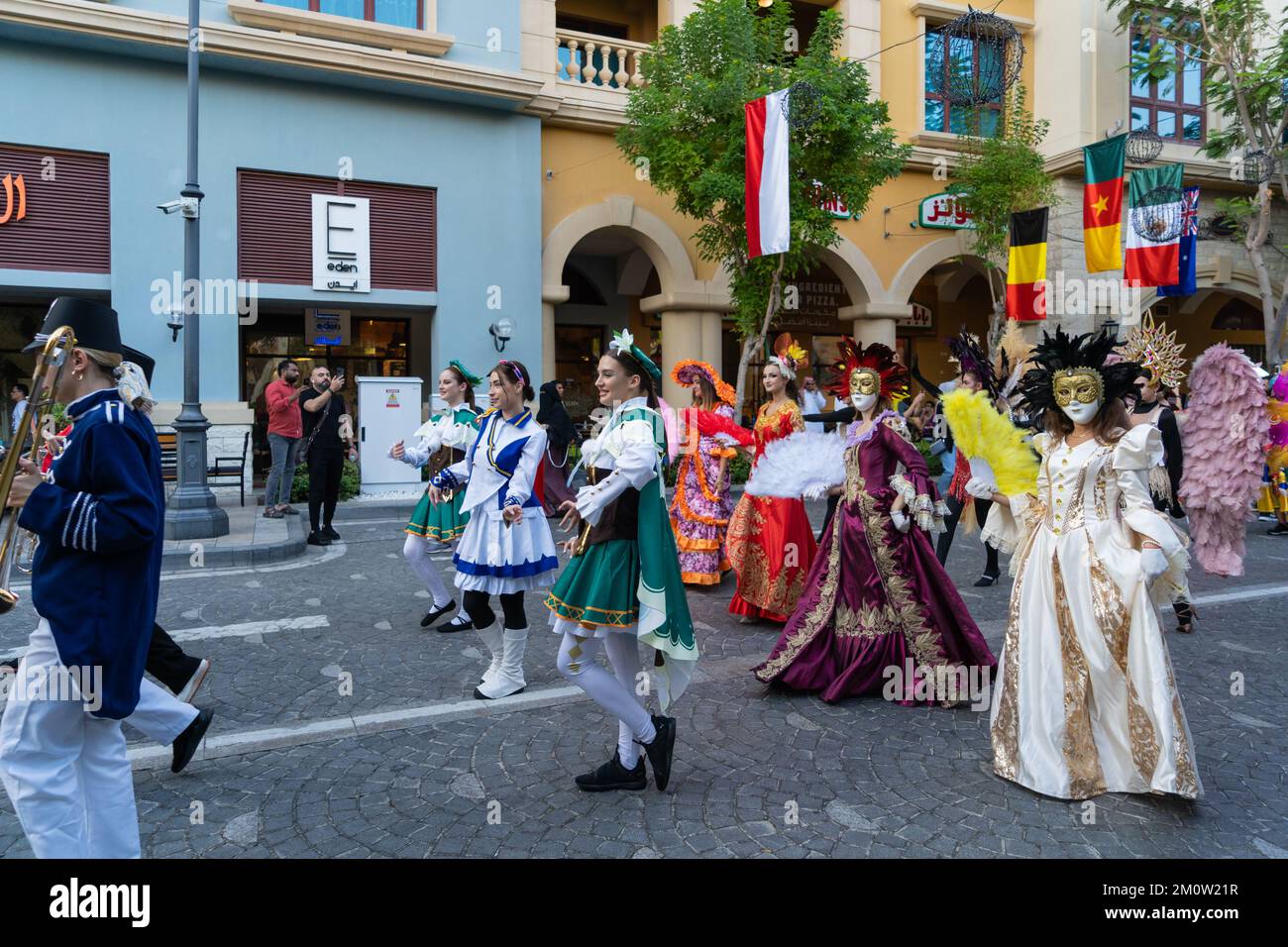 Roaming parade at Medina Centrale, The Pearl District Doha, Qatar Stock ...