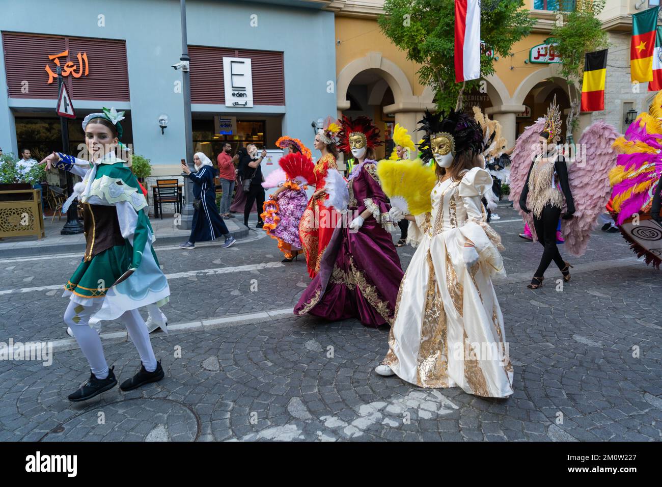 Roaming parade at Medina Centrale, The Pearl District Doha, Qatar Stock ...