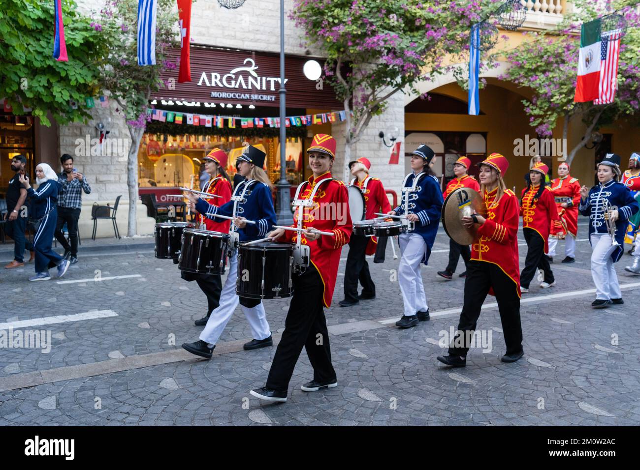 Roaming parade at Medina Centrale, The Pearl District Doha, Qatar Stock ...