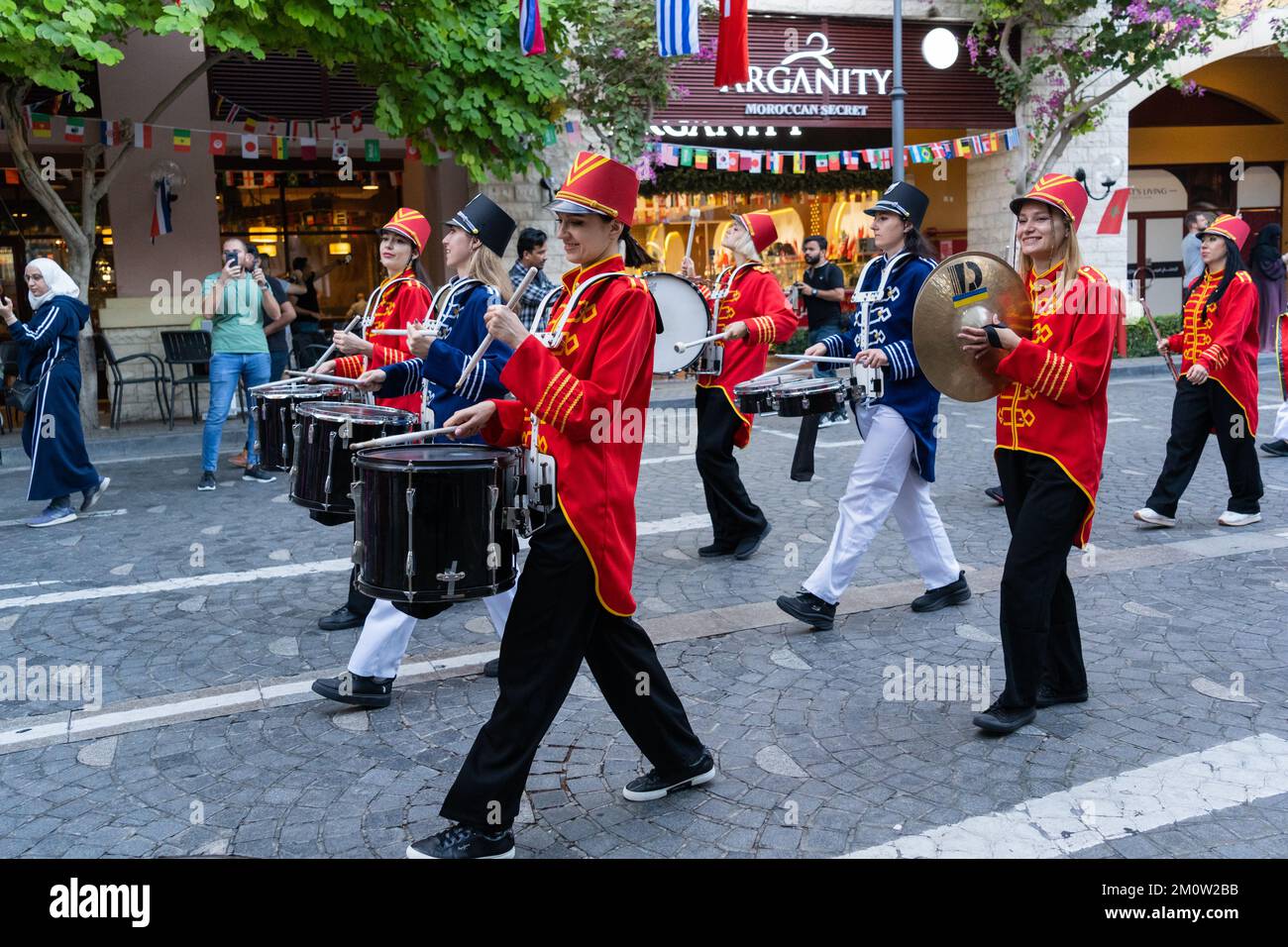 Roaming parade at Medina Centrale, The Pearl District Doha, Qatar Stock ...
