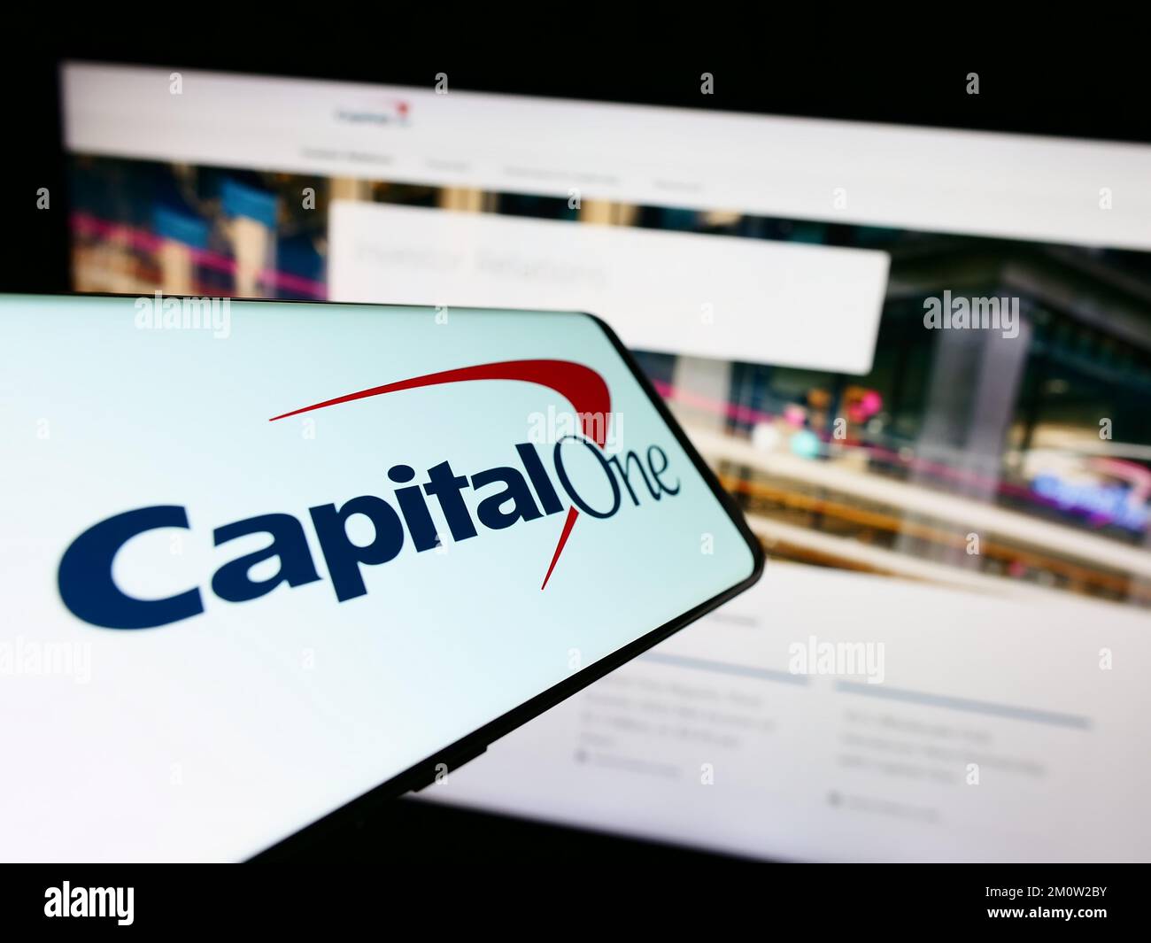 Mobile phone with logo of US company Capital One Financial Corporation ...