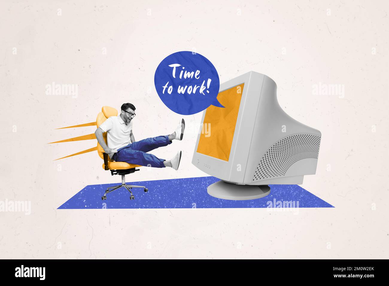 Creative abstract collage template graphics image of funky funny worker ...