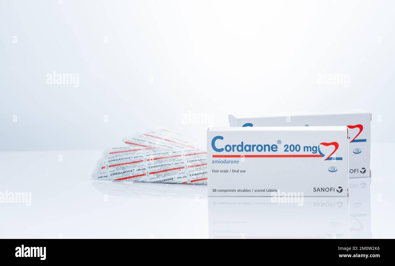 CHONBURI, THAILAND-SEPTEMBER 23, 2022 : Cordarone in blister pack and ...