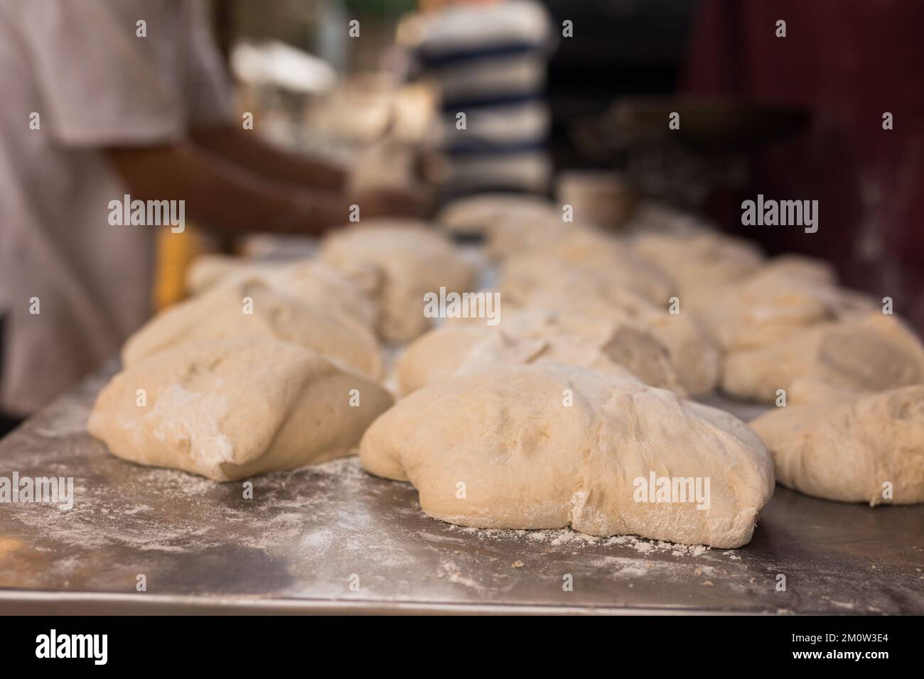 yeast dough on baking table. cooking process Stock Photo - Alamy