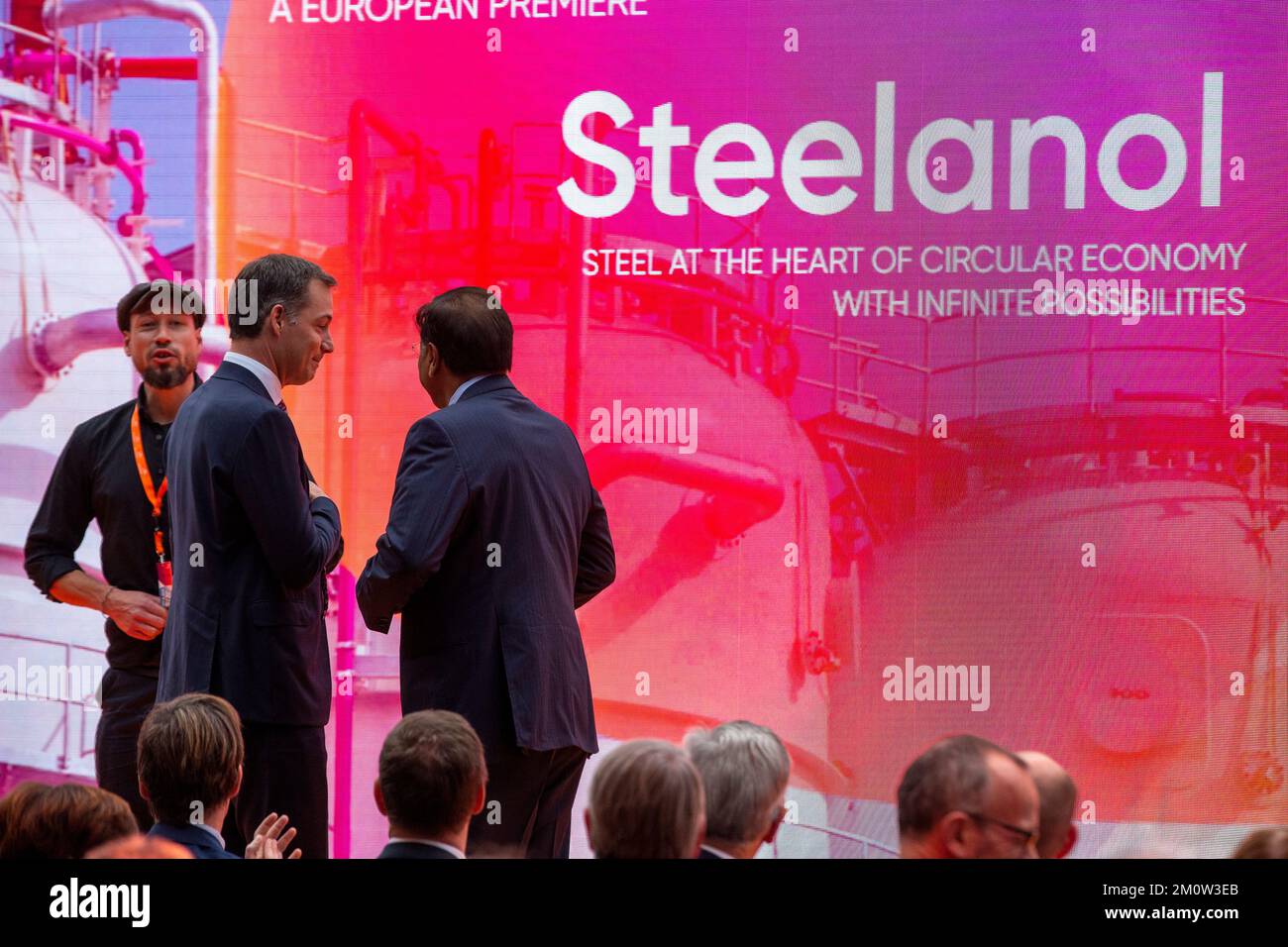 A climate activist, Prime Minister Alexander De Croo and ArcelorMittal ...