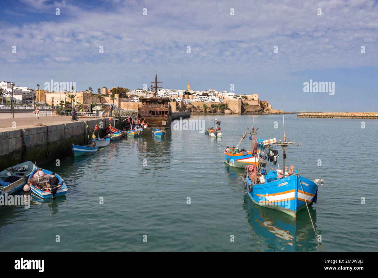 rabat capital of morocco on the bouregreg river with fishing boats ...