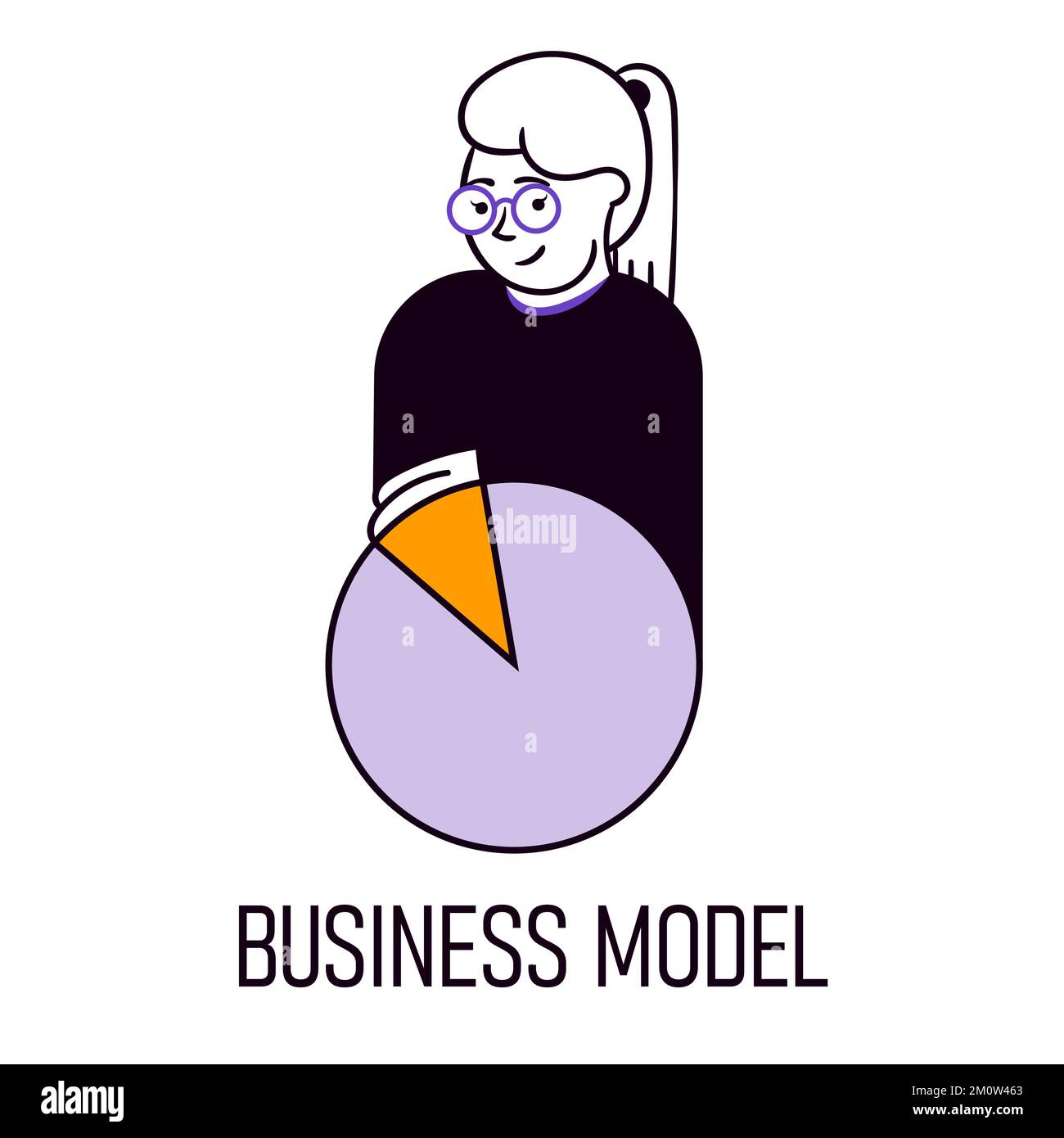 Business model. Vector illustration. Employee, manager with circle ...
